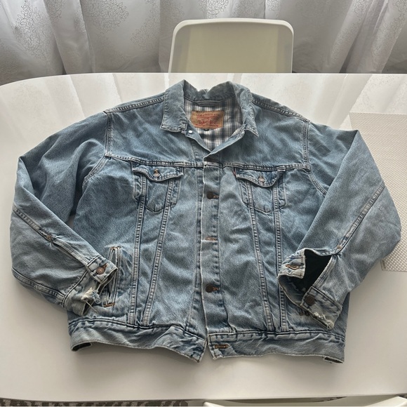 Levi's | Jackets & Coats | Vintage Levis Jacket Mens Xl Blue Denim Trucker Flannel Blanket Lined ...